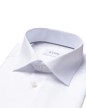Eton Contemporary Fit Diagonal Weave Shirt - White