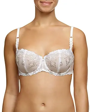 Chantelle Champs-Elysees Lace Unlined Demi Bra White/brown Bicolor