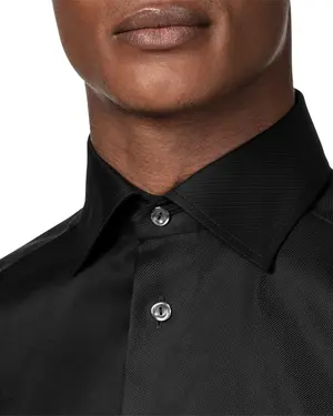 Eton Slim Fit Diagonal Weave Shirt - Black