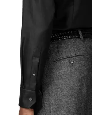 Eton Slim Fit Diagonal Weave Shirt - Black