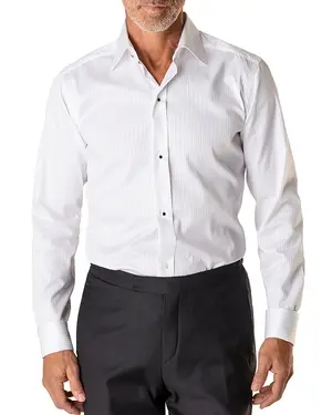 Eton Contemporary Fit Tonal Striped Dress Shirt - White