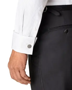 Eton Contemporary Fit Tonal Striped Dress Shirt - White