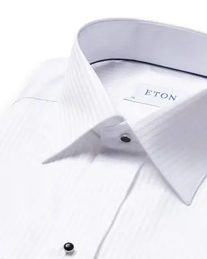 Eton Contemporary Fit Tonal Striped Dress Shirt - White