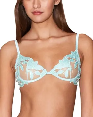 FLEUR DU MAL Lily Embroidered Plunge Demi Bra Spearmint