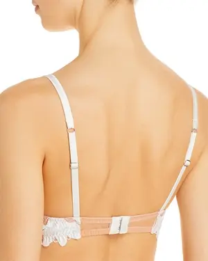 FLEUR DU MAL Lily Embroidered Plunge Demi Bra - White