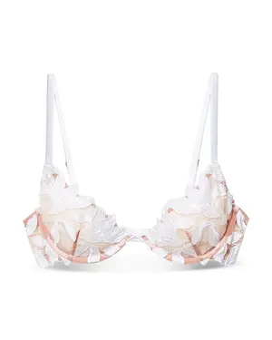 FLEUR DU MAL Lily Embroidered Plunge Demi Bra - White