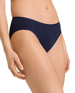 Hanro Cotton Seamless High-cut Full Briefs Deep Navy