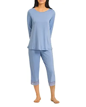 Hanro HANRO Moments Cropped Pajama Set Blue Moon