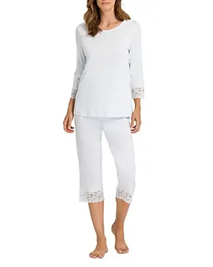Hanro HANRO Moments Cropped Pajama Set Cool Blue