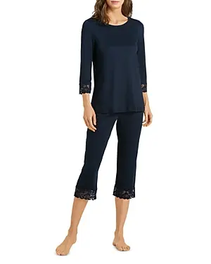 Hanro HANRO Moments Cropped Pajama Set Deep Navy