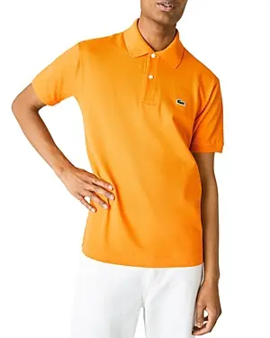 Lacoste Classic Cotton Pique Fashion Polo Shirt Light Pastel Orange