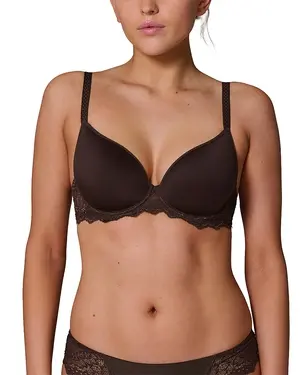Simone Perele Caresse 3D Plunge Lace Underwire Bra Cocoa