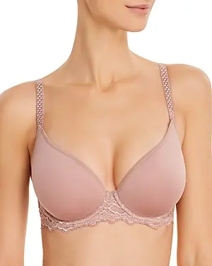 Simone Perele Caresse 3d Plunge Lace Underwire Bra Nutmeg