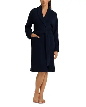 Hanro Plush Wrap Robe Deep Navy