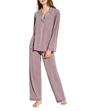 Eberjey Gisele Tencel Modal Long Pj Set Amethyst / Ivory