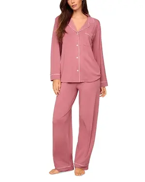 Eberjey Gisele Tencel Modal Long Pj Set - Berry Blush/ivory