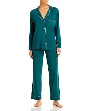 Eberjey Gisele Tencel Modal Long Pj Set Evergreen/bone