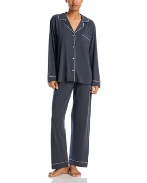 Eberjey Gisele Tencel Modal Long Pj Set - Graphite/sorbet