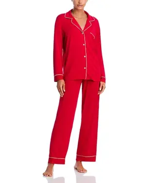 Eberjey Gisele Tencel Modal Long Pj Set - Holly Red/ivory