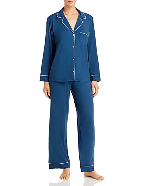 Eberjey Gisele Tencel Modal Long Pj Set Indigo Blue/ Ivory