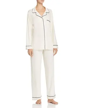 Eberjey Gisele Tencel Modal Long Pj Set Ivory/navy