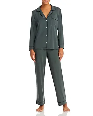 Eberjey Gisele Tencel Modal Long Pj Set Kelp/black