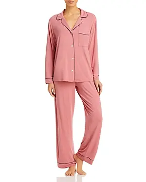 Eberjey Gisele Tencel Modal Long Pj Set La Rosa/indigo Blue