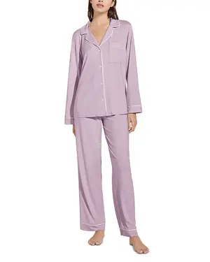 Eberjey Gisele Tencel Modal Long Pj Set Laveder/ivory