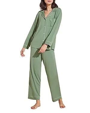 Eberjey Gisele Tencel Modal Long Pj Set Mineral/green Ivory