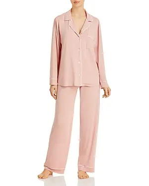 Eberjey Gisele Tencel Modal Long Pj Set Misty Rose/ivory