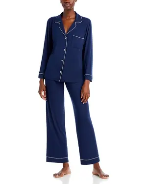 Eberjey Gisele Tencel Modal Long Pj Set Navy/ivory