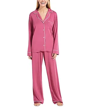 Eberjey Gisele Tencel Modal Long Pj Set Rasbery Ivory