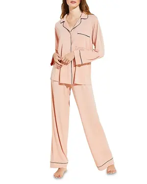 Eberjey Gisele Tencel Modal Long Pj Set Rose Cloud/navy