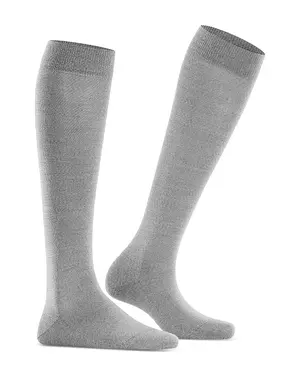 Falke Soft Merino Wool-Blend Knee-High Socks Light Gray