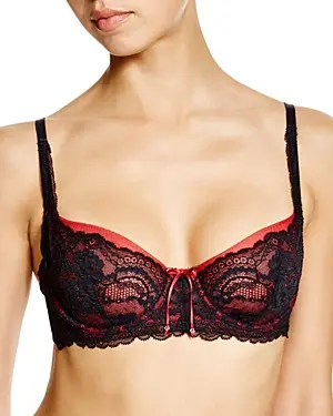 SKARLETT BLUE Minx Lace Balconette Bra Black/scarlet