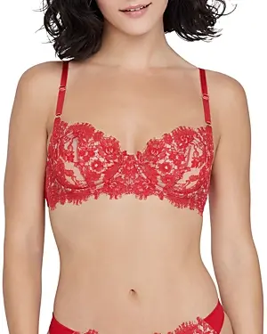 SKARLETT BLUE Entice Lace Balconette Bra Sangria/ny