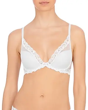 Natori Feathers Contour Plunge Bra Baby Blue/white