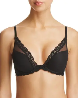 Natori Feathers Contour Plunge Bra - Black