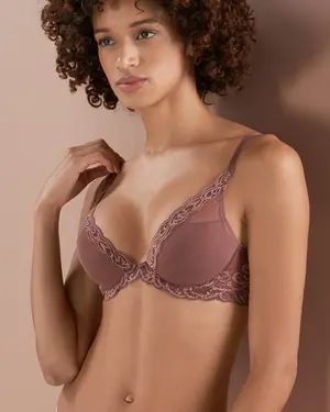 Natori Feathers Contour Plunge Bra Cinnamon