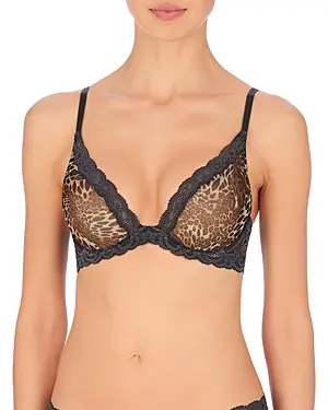 Natori Feathers Contour Plunge Bra Coal Leopard