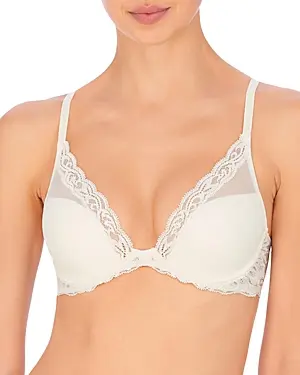 Natori Feathers Contour Plunge Bra Moonlight/silver Foil