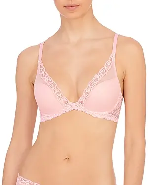 Natori Feathers Contour Plunge Bra Pink Icing