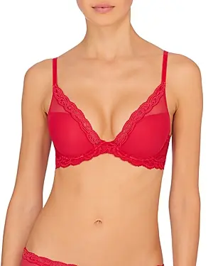 Natori Feathers Contour Plunge Bra Sunset Coral
