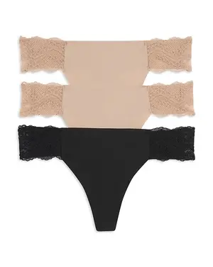 Wacoal B. Tempt'd B. Bare Thongs, Set Of 3 - Au Natural/night