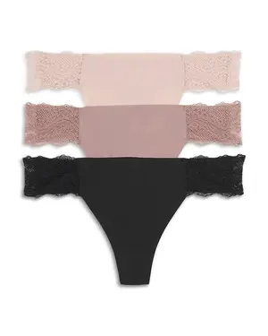 Wacoal B. Tempt'd B. Bare Thongs, Set Of 3 - Rose Smoke/antler/night