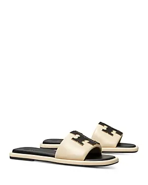 Tory Burch Double T Sport Slide Sandals New Cream