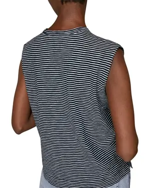 Whistles Organic Cotton Striped Muscle Tee