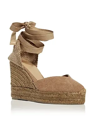 CastaÑer Chiara Ankle Tie Wedge Espadrille Sandals Tostado