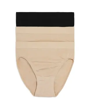 Wacoal B. Smooth Seamless High-cut Briefs, Set Of 3 - Sand/black