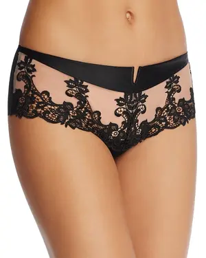 Simone Perele Saga Lace Mesh Boyshorts - Black